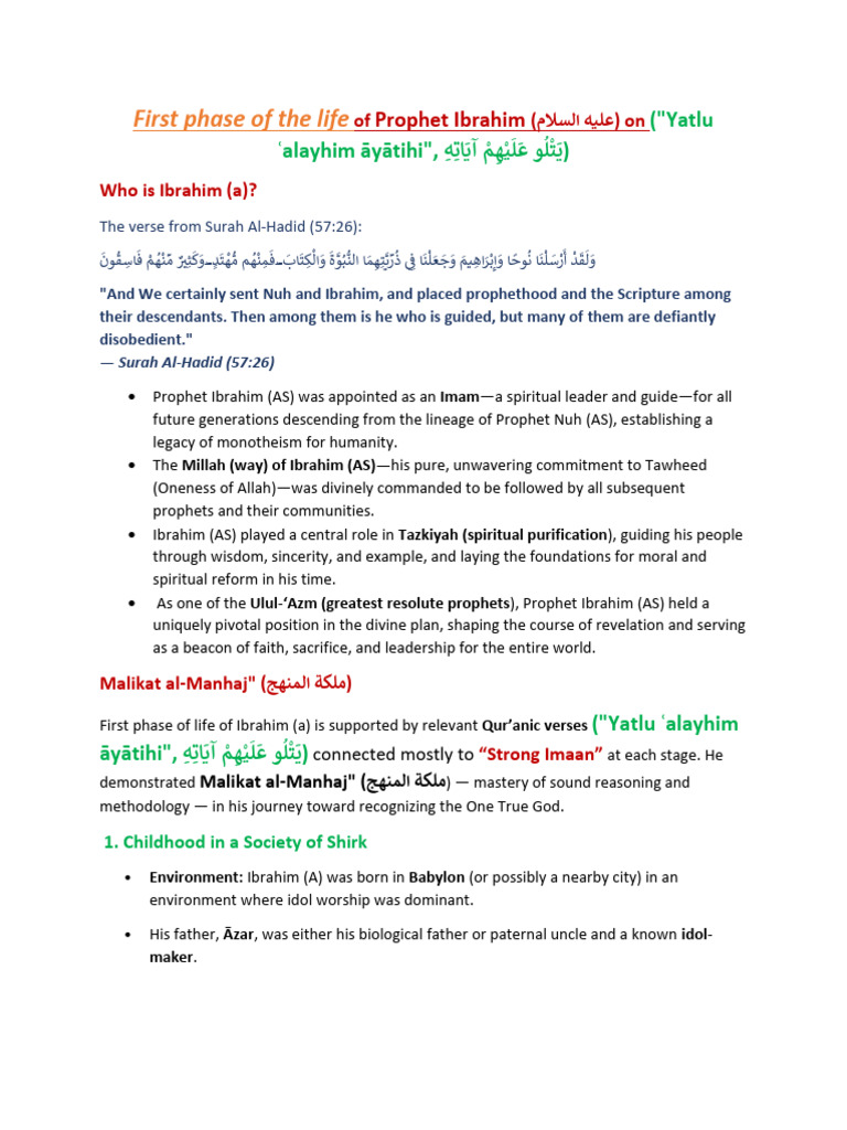 Prophet Ibrahim (A) 'S First Phase and Second Phase - Final | PDF ...