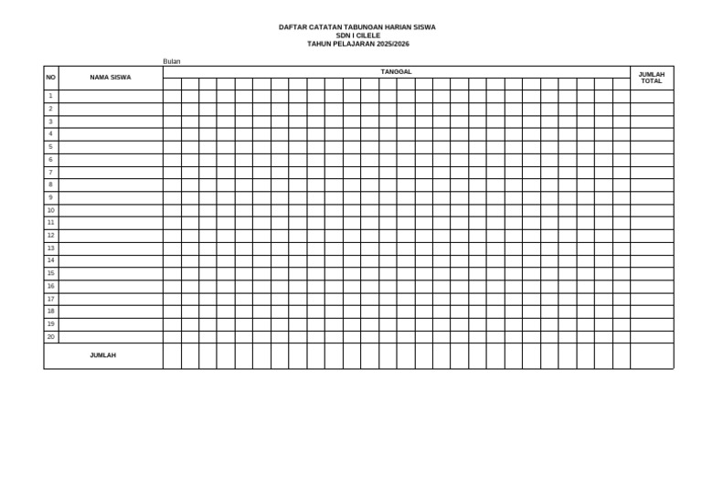 Format Catatan Tabungan Harian | PDF
