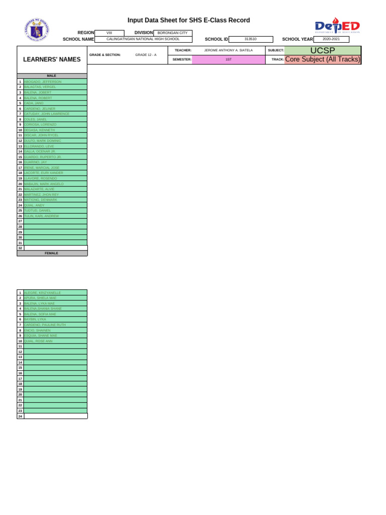 E-Class Record Grade 11 Diss Second Sem 2024-2025 | PDF