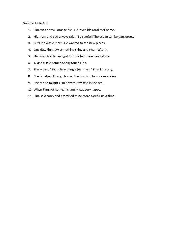 Finn The Little Fish | PDF