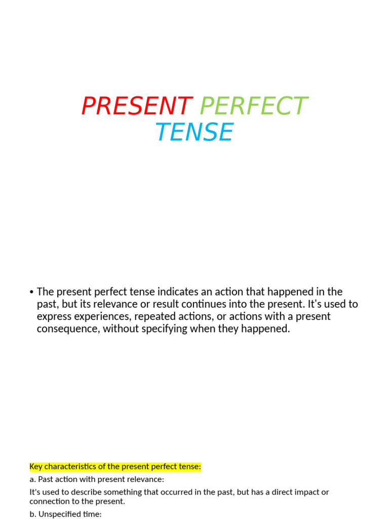 Present Perfect Tense | PDF