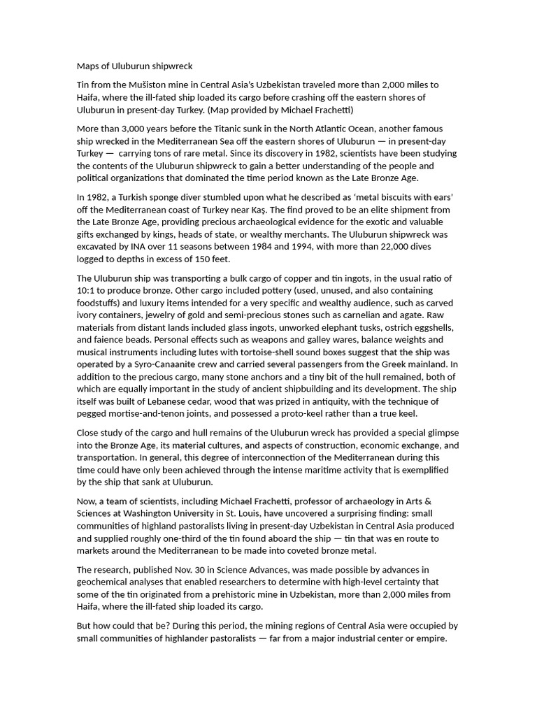 Uluburun | PDF | Mining | Bronze Age