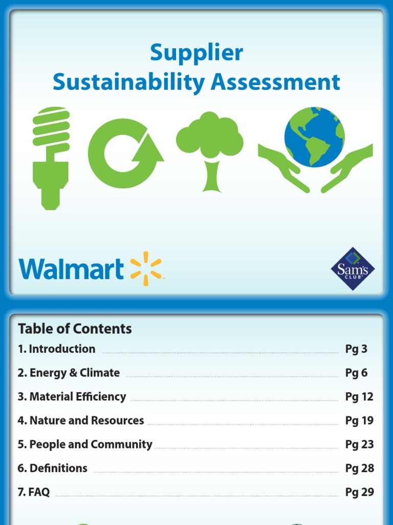 WalMart Supplier Sustainability Assessment | Efficient Energy Use ...