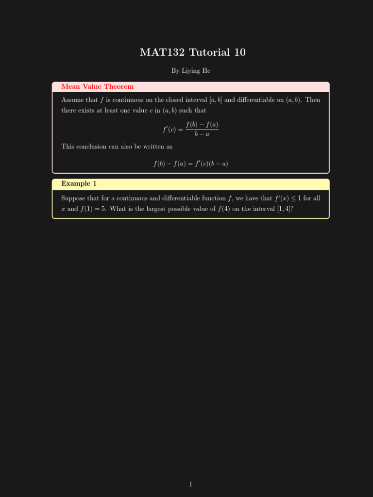 MAT132 24F Tutorials 10 Dark | PDF | Mathematical Analysis ...