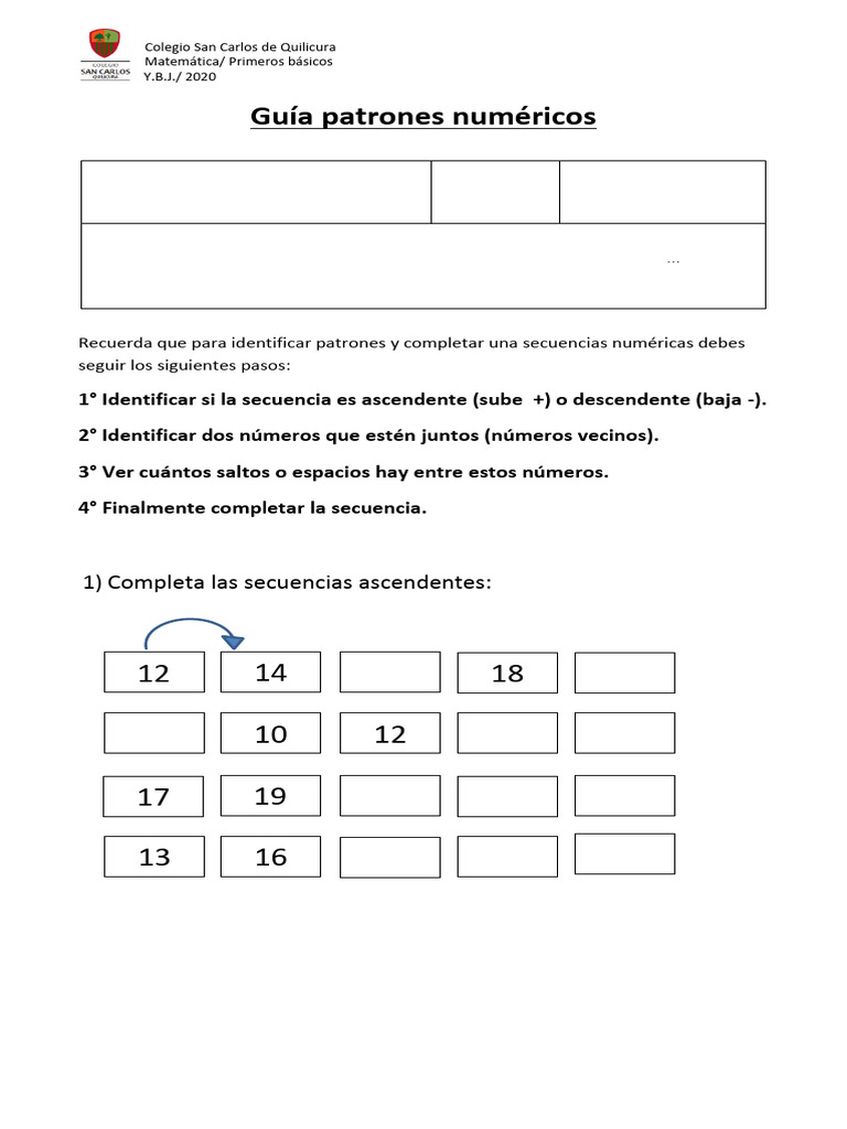 Patrones Numericos Ascendente y Descendente | PDF