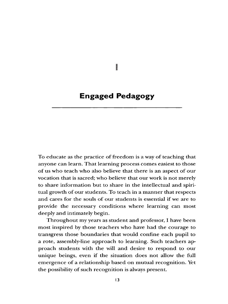 Engaged Pedagogy: A Holistic Approach | PDF | Pedagogy | Learning