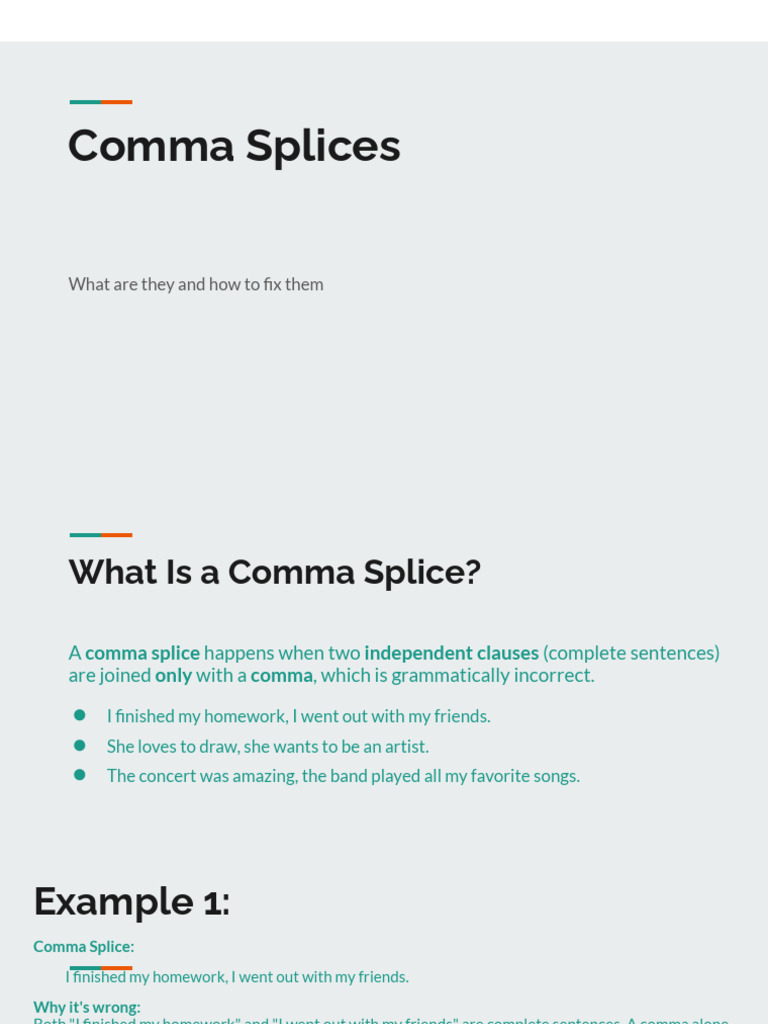 Comma Splices | PDF