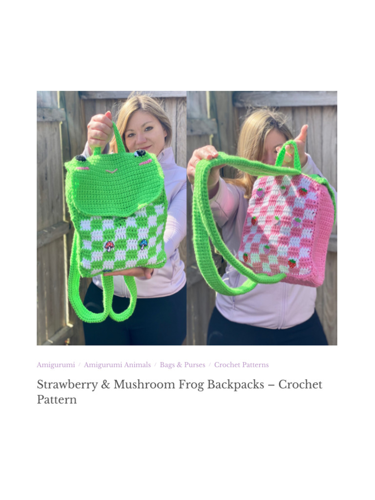 Strawberry Frog Backpack Crochet Pattern | PDF | Crochet | Yarn