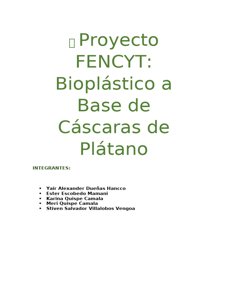 ? Proyecto FENCYT | PDF | El plastico | Residuos