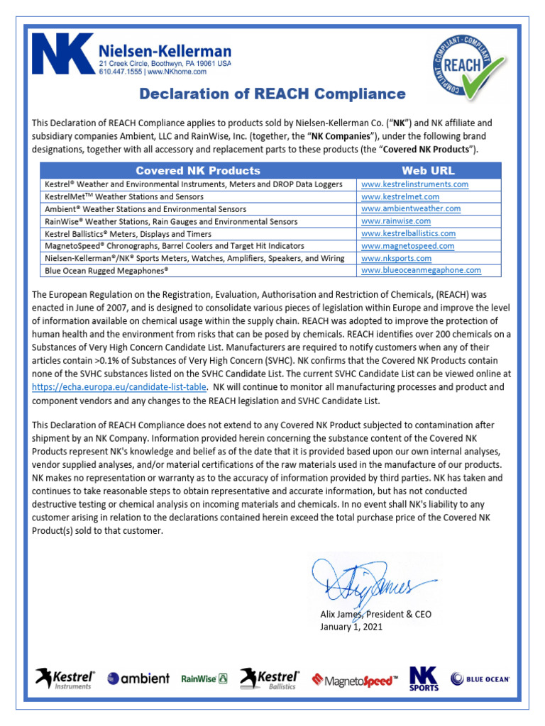 NK Reach Certificate 2021 | PDF