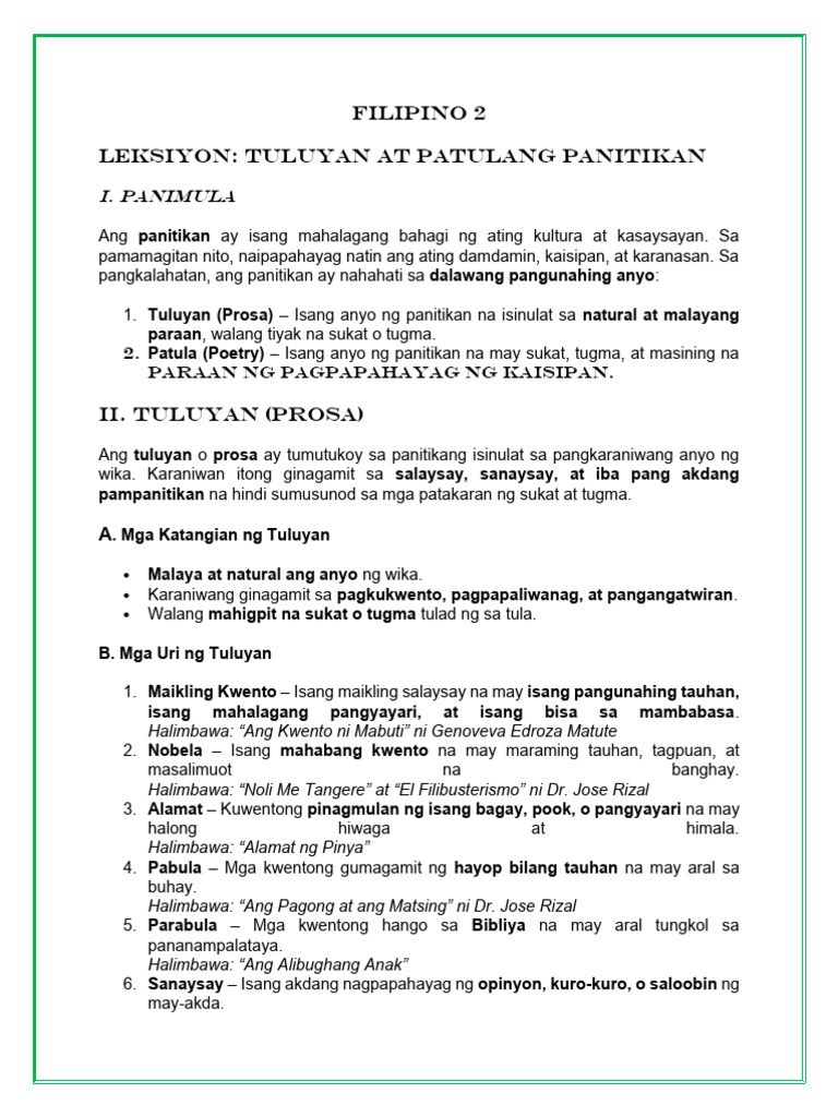 Leksiyon 1 Panitikang Filipino | PDF