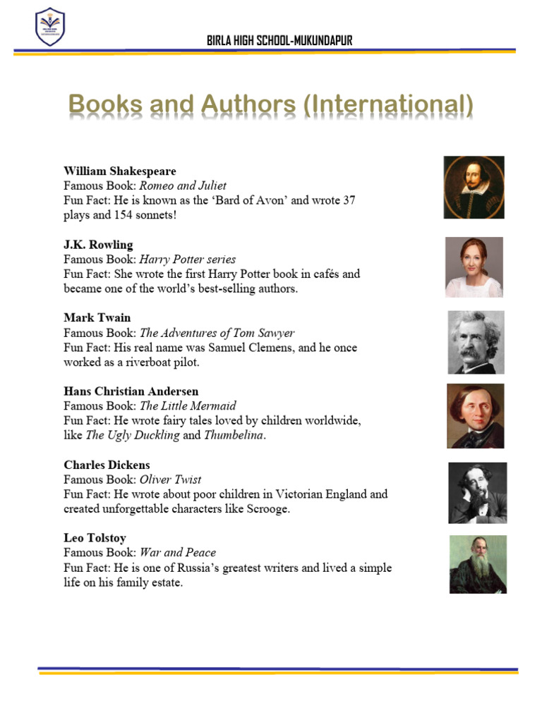 International Authors and Their Works | PDF