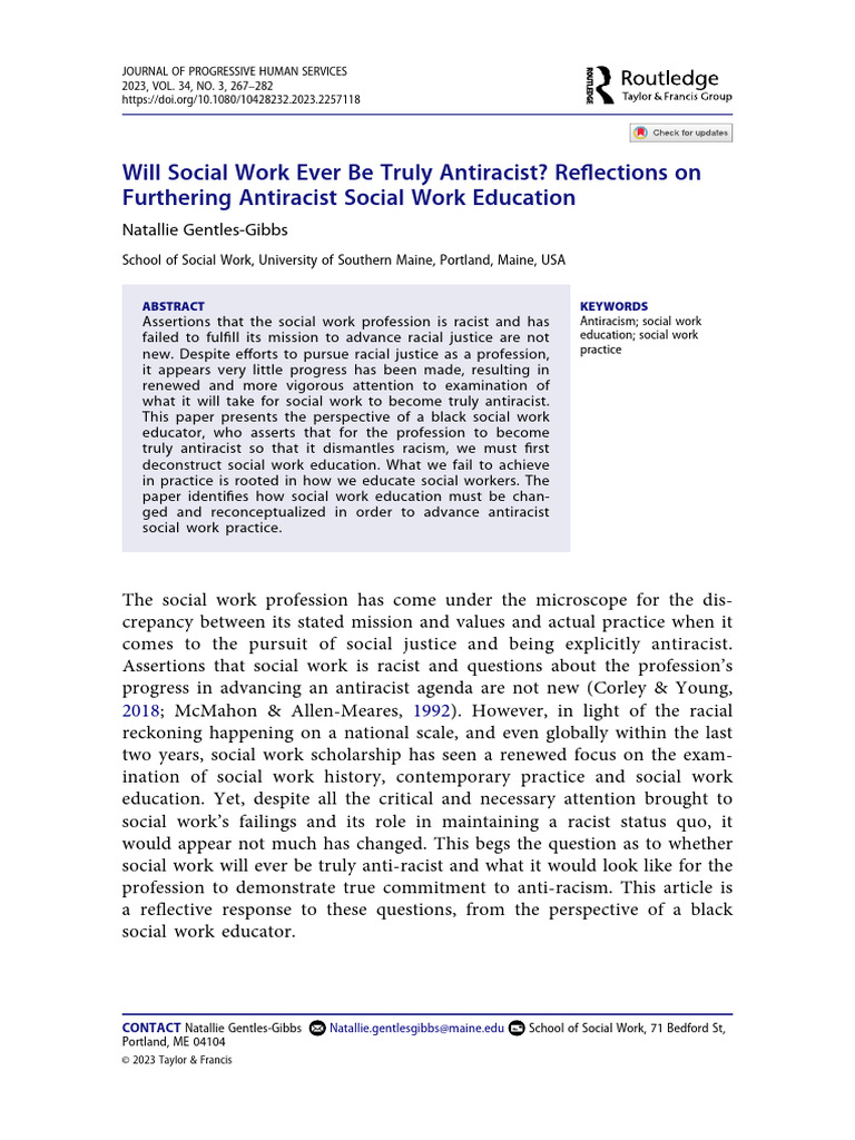 2023 Will Social Work Ever Be Truly Antiracist Reflecti (Retrieved ...