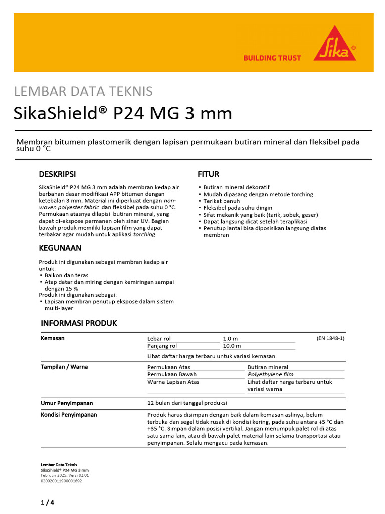 Data Teknis SikaShield P24 MG 3 mm | PDF