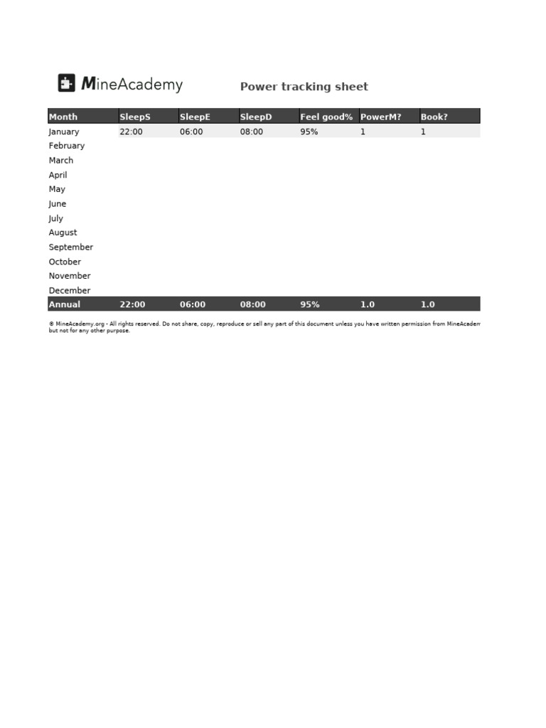 Monthly Power Tracking Sheet | PDF