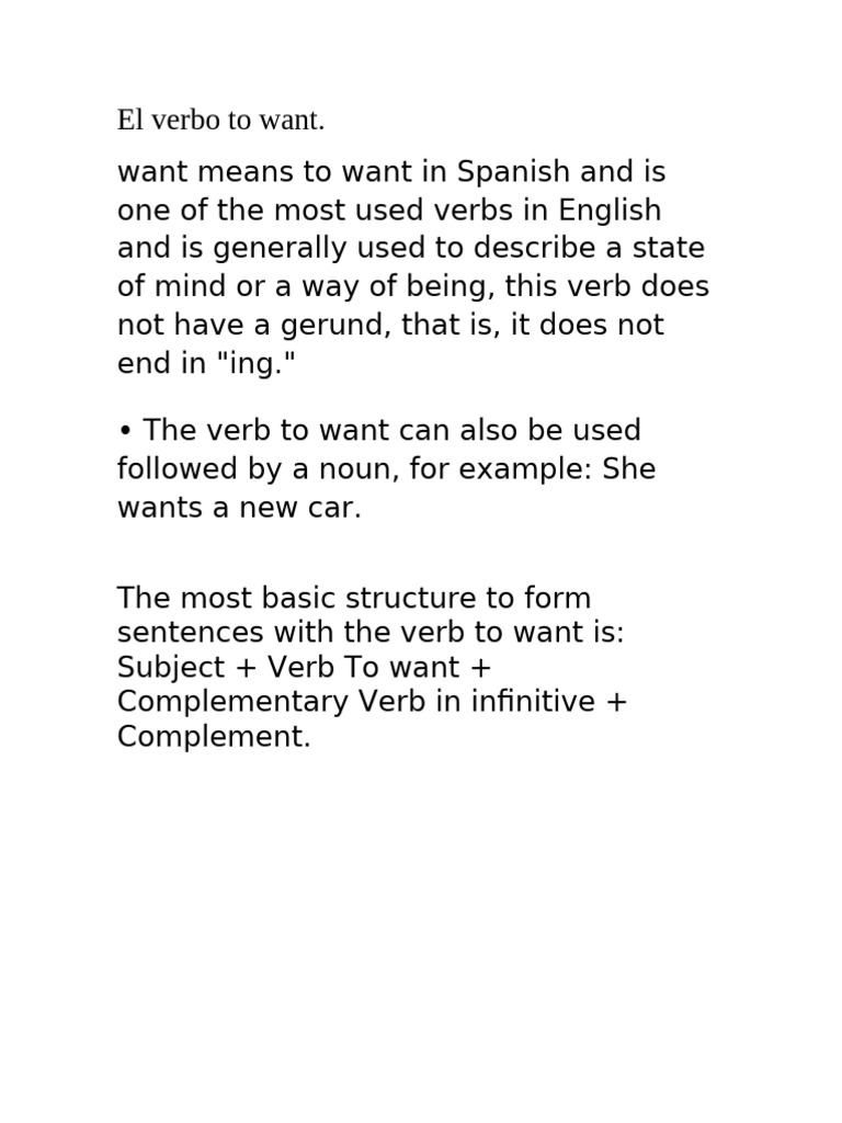 El Verbo To Want | PDF