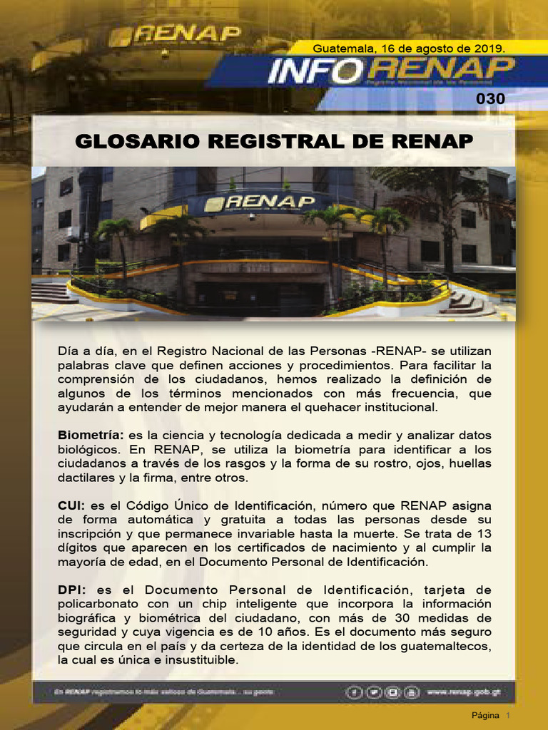 Glosario Registral Renap | PDF | Biometría | Guatemala