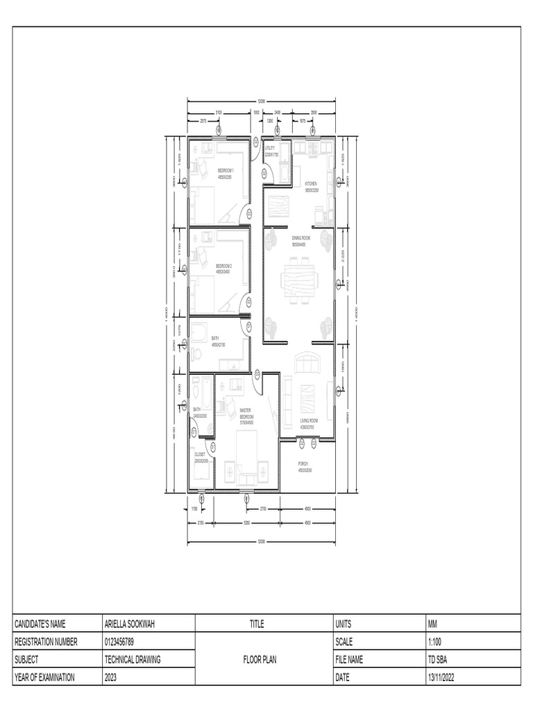 3-Bedroom Flat Floor Plan Layout | PDF | Room | Home