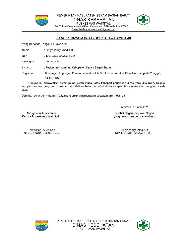 SPTJM Sintya Wally April 2025 | PDF