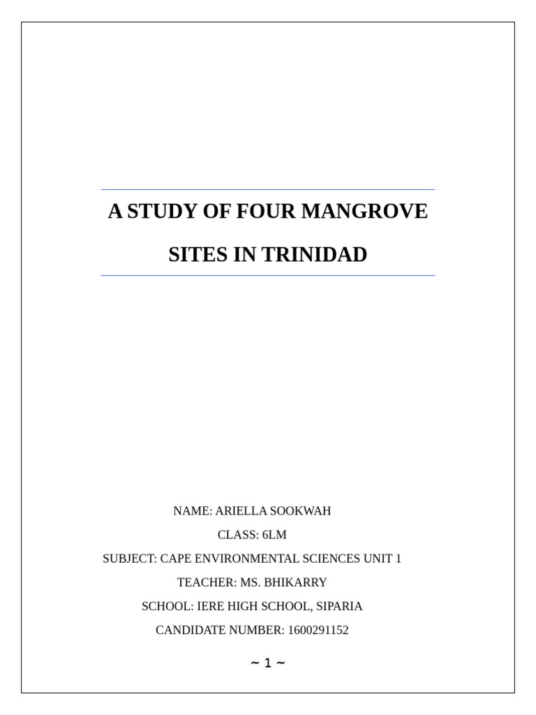Environmental Sciences Unit 1 SBA Final | PDF | Mangrove | Soil