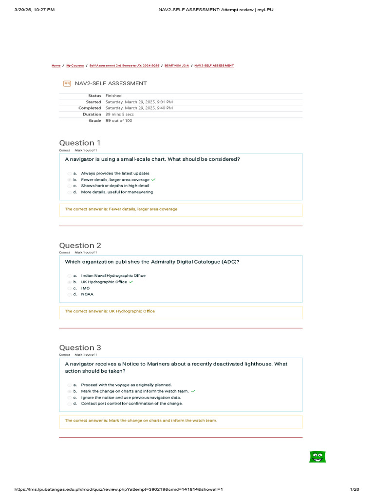 NAV2 Self-Assessment Results 2024-2025 | PDF | Navigator | Navigation