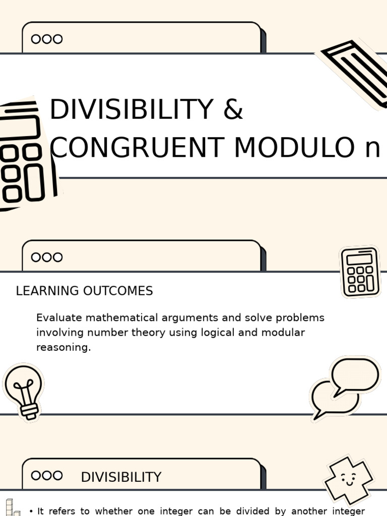 Divisibility & Congruent Modulo N | PDF | Prime Number | Numbers