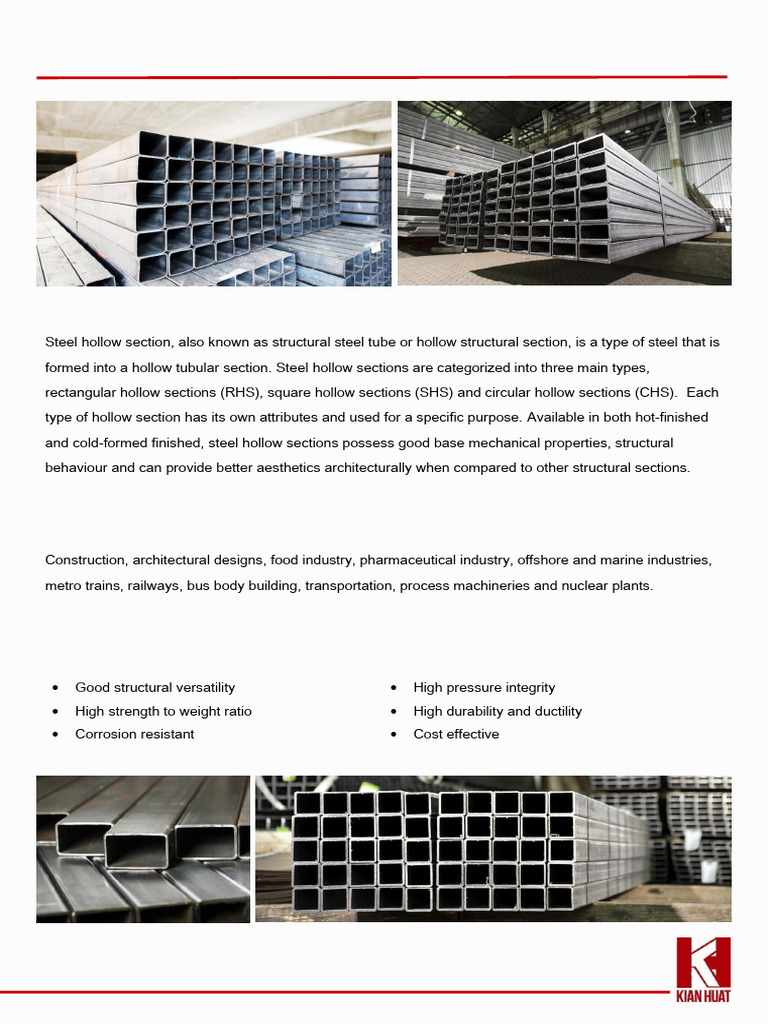 RHS Tube Specifications and Applications | PDF | Steel | Mechanics
