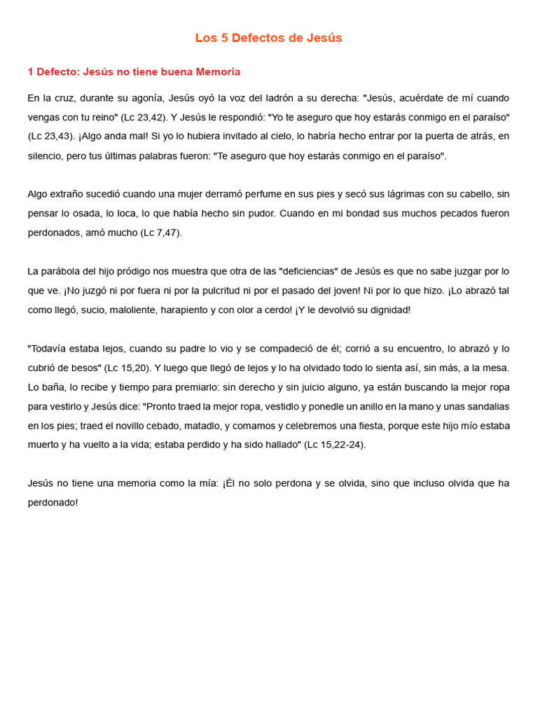 Los 5 Defectos de Jesus | PDF | Jesús
