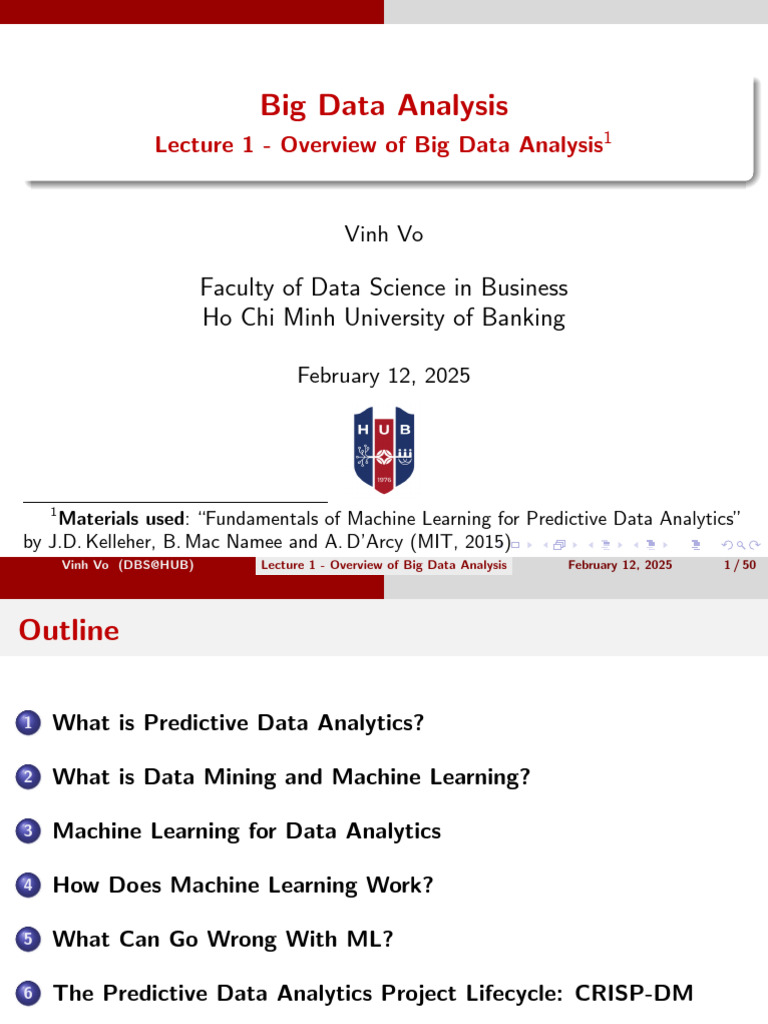 L1 Overview of Big DataAnalysis | PDF | Analytics | Data Science