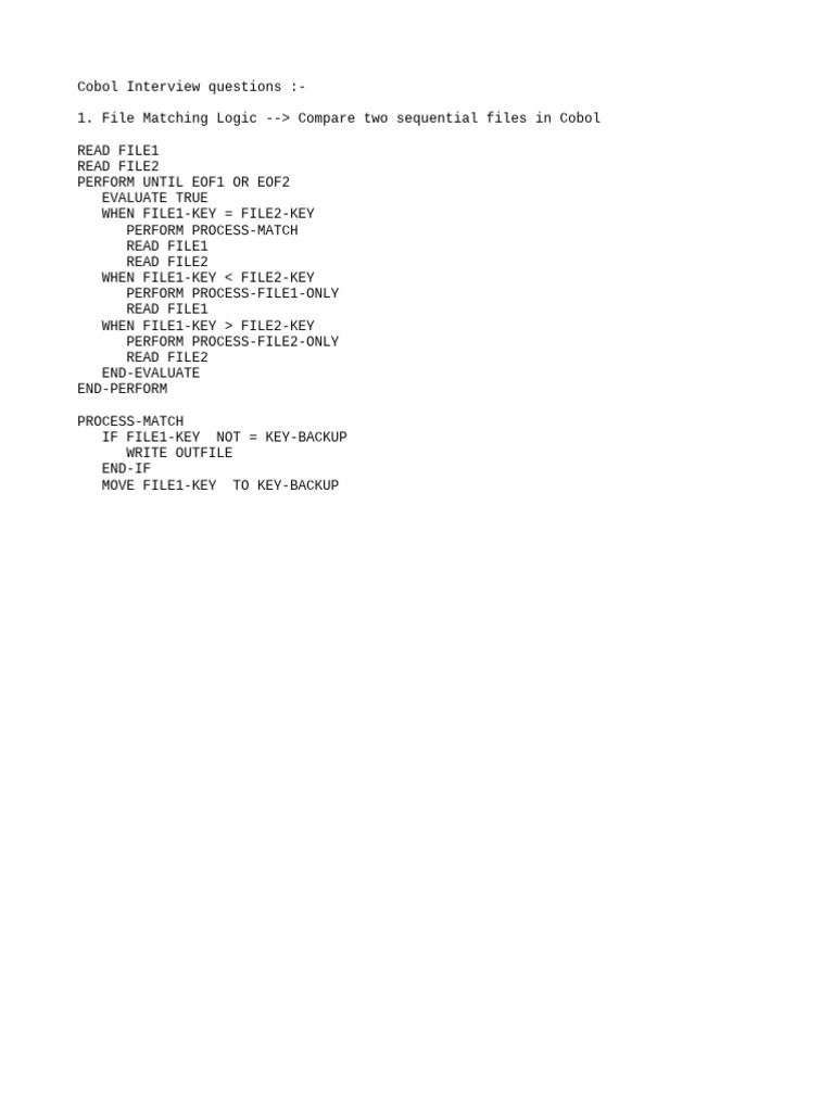 Cobol Interview Questions | PDF