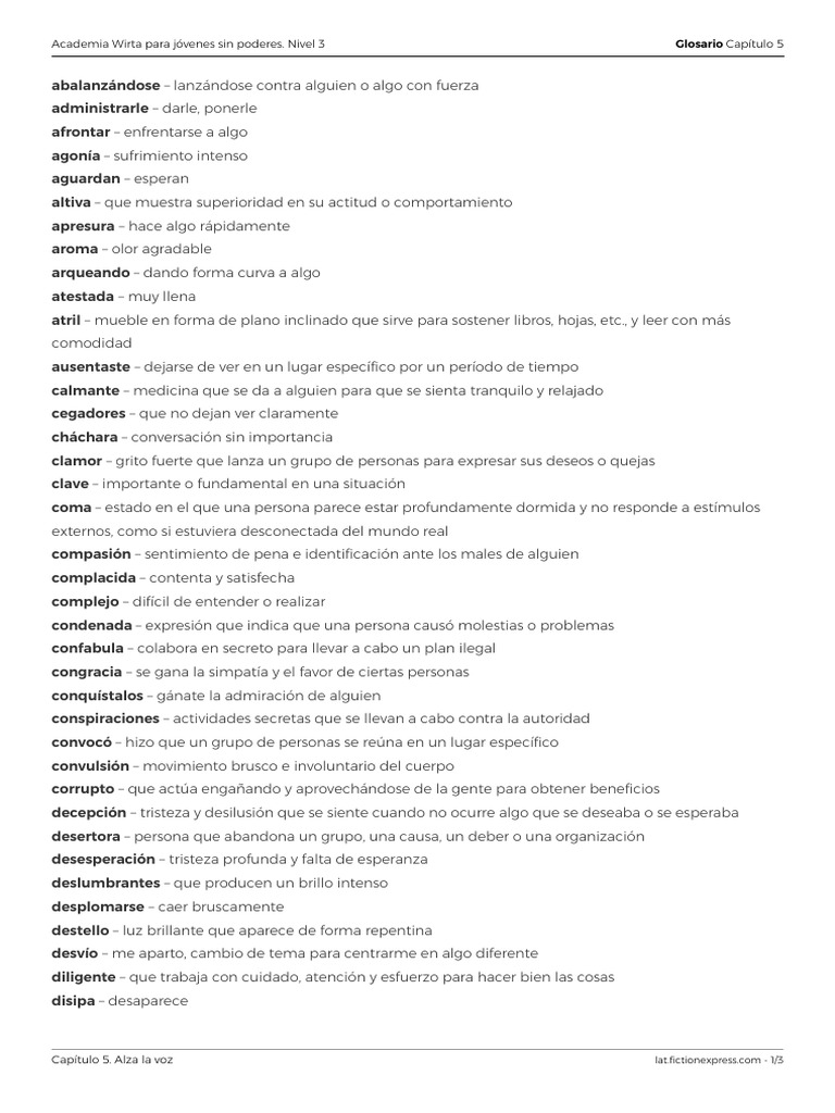 Glosario Academia Wirta para Jovenes Sin Poderes Capitulo 5 | PDF ...