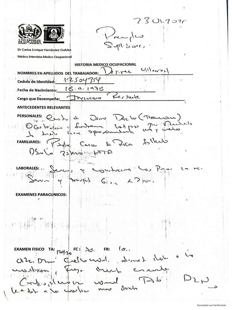Modelo Examen Medico | PDF