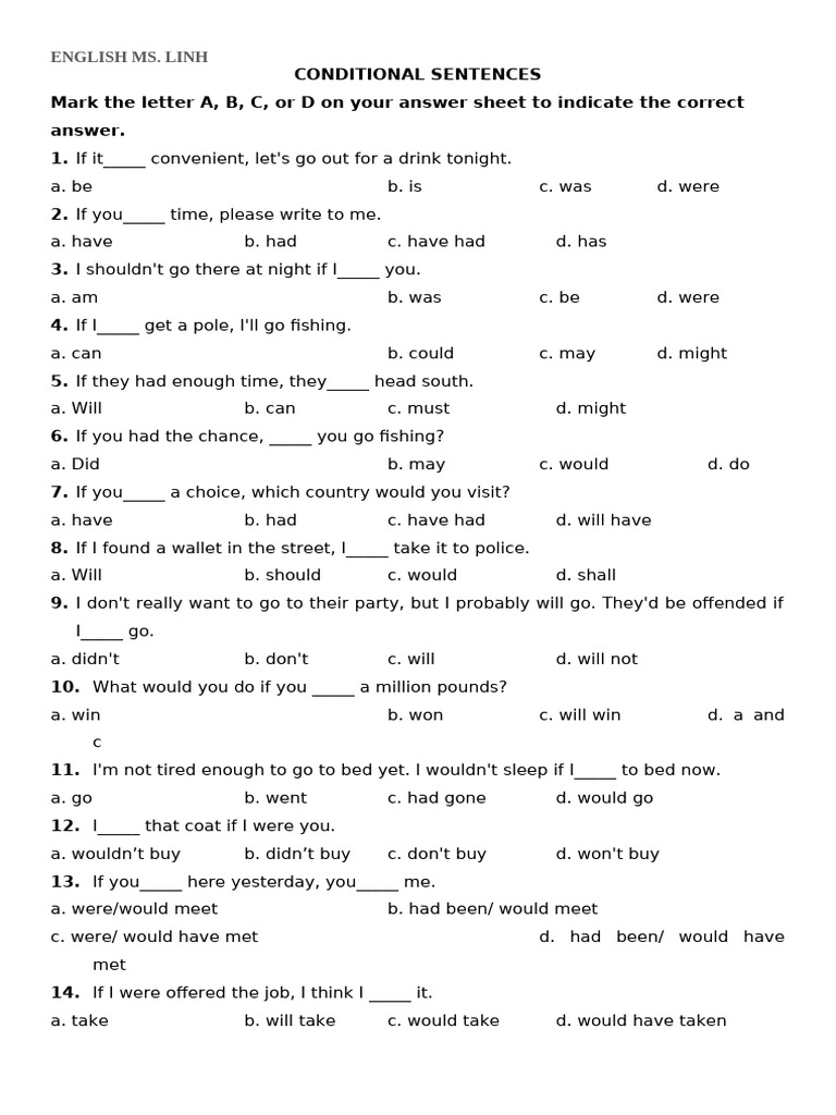 Conditional Sentences Practice Quiz | PDF