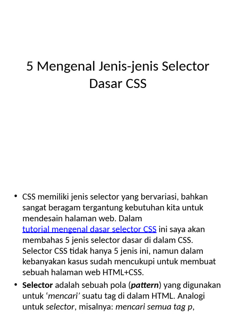 5 Mengenal Jenis-Jenis Selector Dasar CSS | PDF