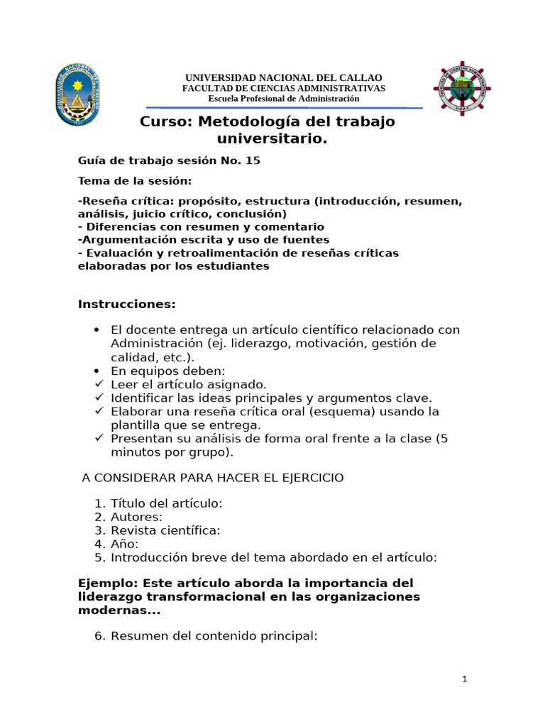 Guía de trabajo No. 15_ | PDF | Liderazgo