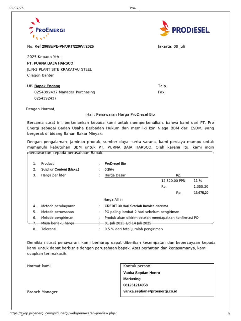 Pro-Energi - Perusahaan Umum (8KL) | PDF