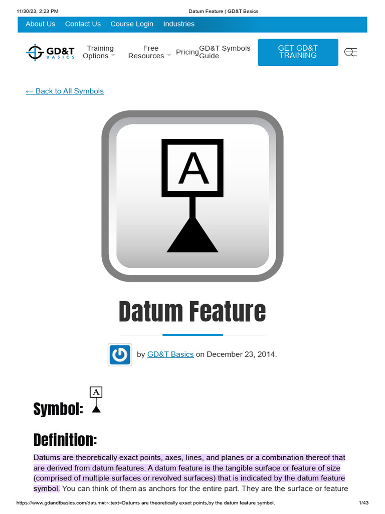 Datum Feature - GD&T Basics | PDF | Geometry | Geometric Measurement