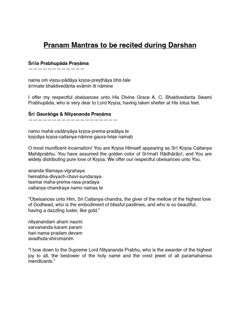 Pranam Mantras for Darshan | PDF | Sita | Rama