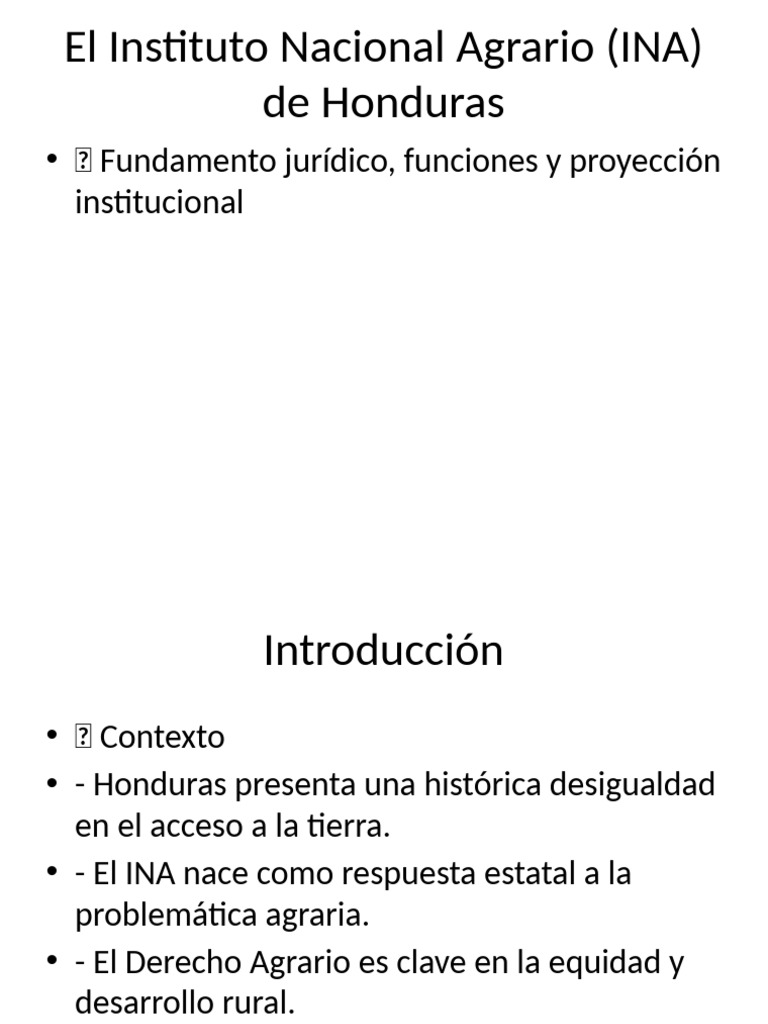 INA G7 Presentacion | PDF | Honduras | Reforma agraria
