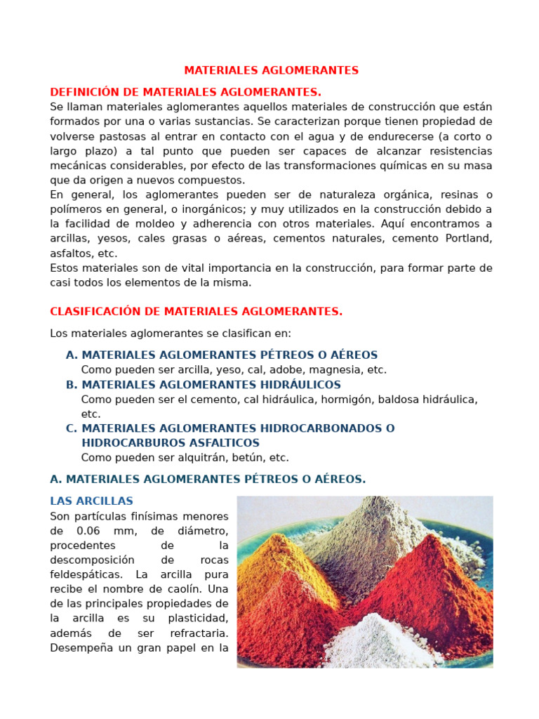 Materiales Aglomerantes-1 | PDF | Hormigón | Cemento