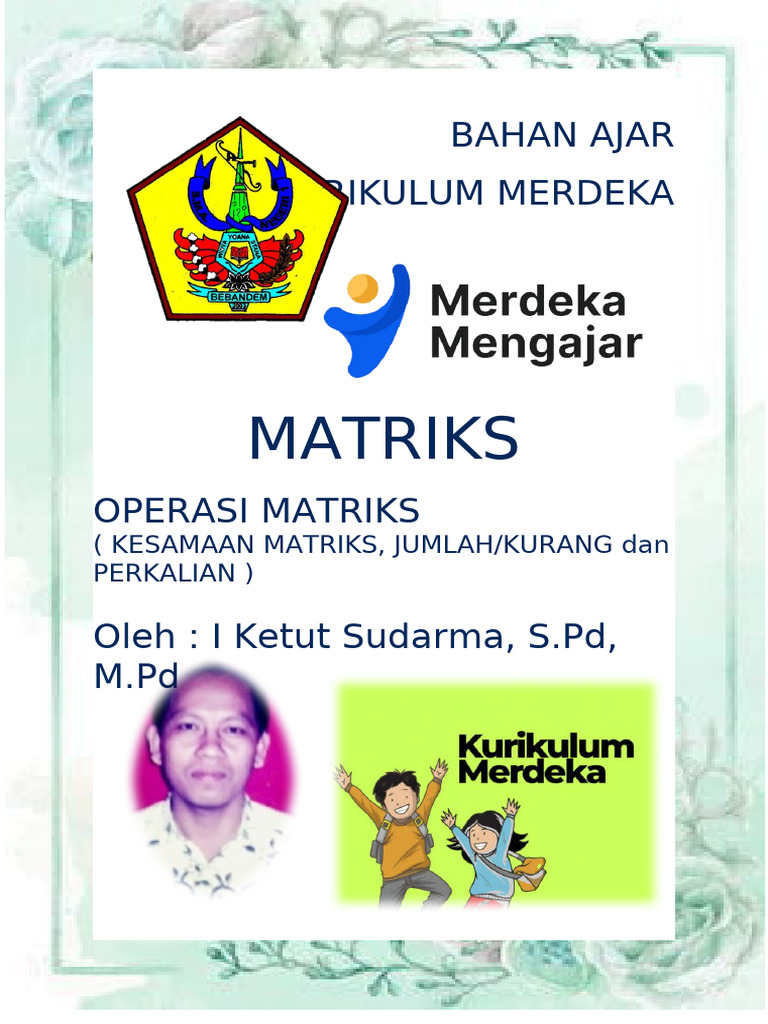 Bahan Ajar Operasi Matriks | PDF
