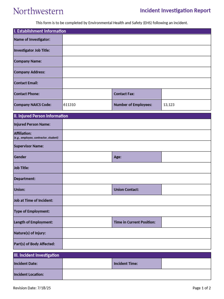 Incident Investigation Form | PDF