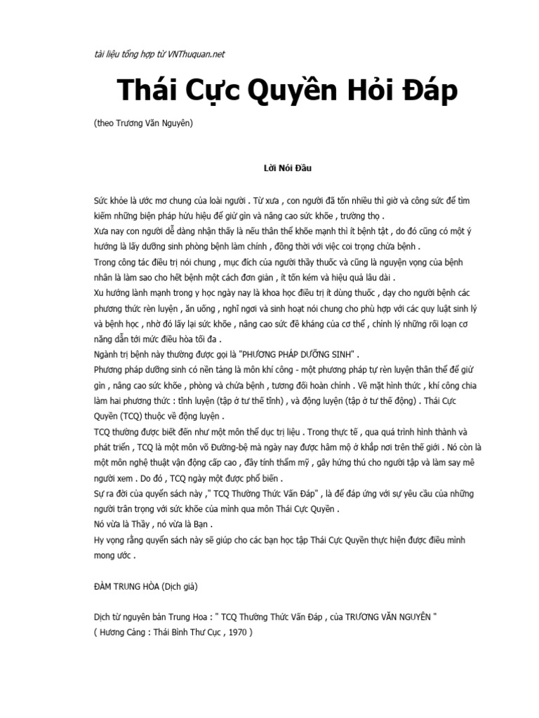 Thai Cuc Quyen Hoi Dap | PDF