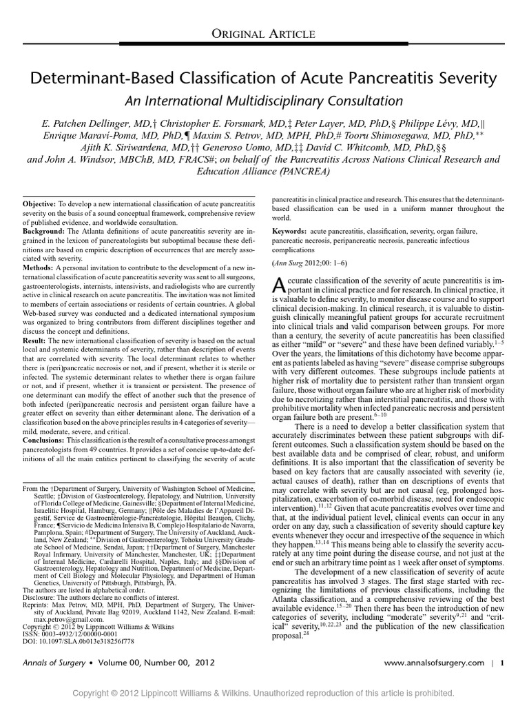Determinant-Based Acute Pancreatitis Classification | PDF | Medical ...