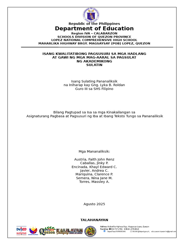 Pangkat Apat Pananaliksik | PDF