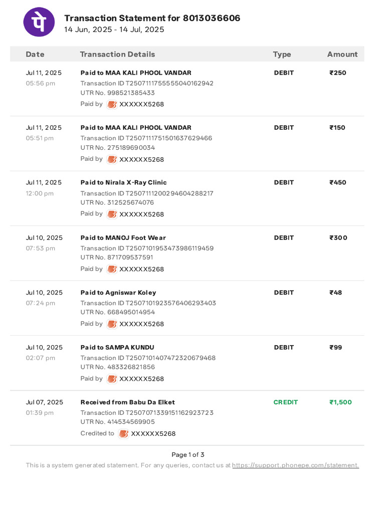 PhonePe Statement Jun2025 Jul2025 | PDF