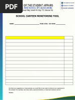 School Canteen Monitoring Checklist | PDF | Cafeteria | Food Safety
