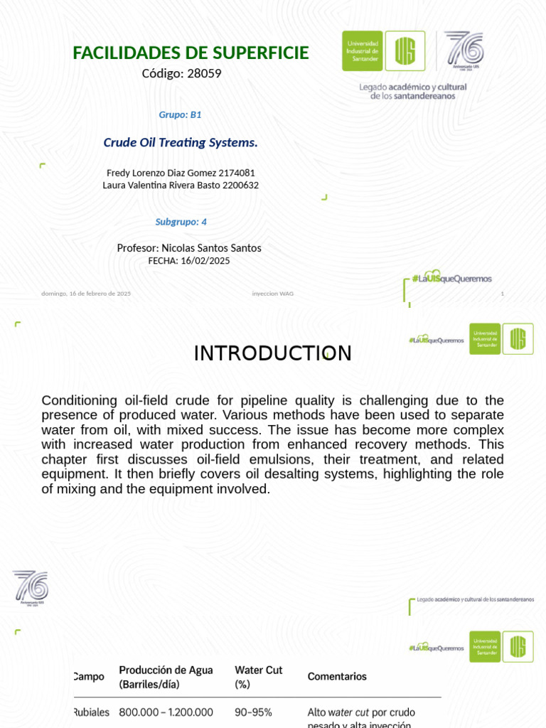 Tratamiento de Crudos Facilidades de Superficie Uis | PDF | Heat Exchanger | Water