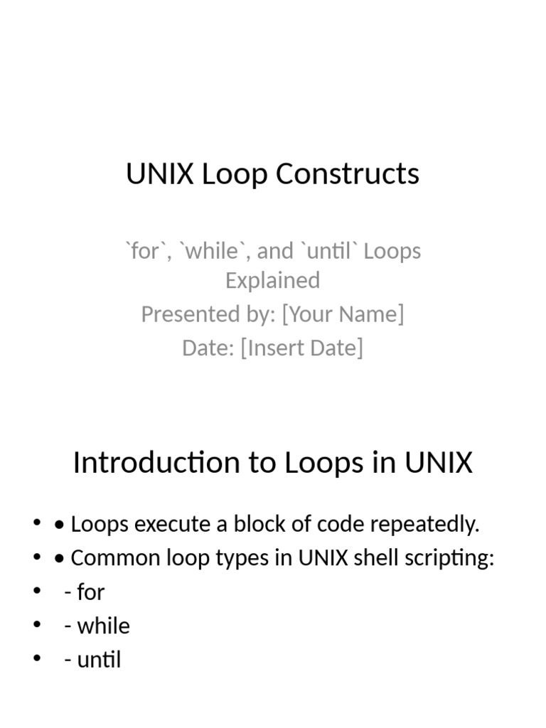 Unix Loop Constructs Presentation | PDF