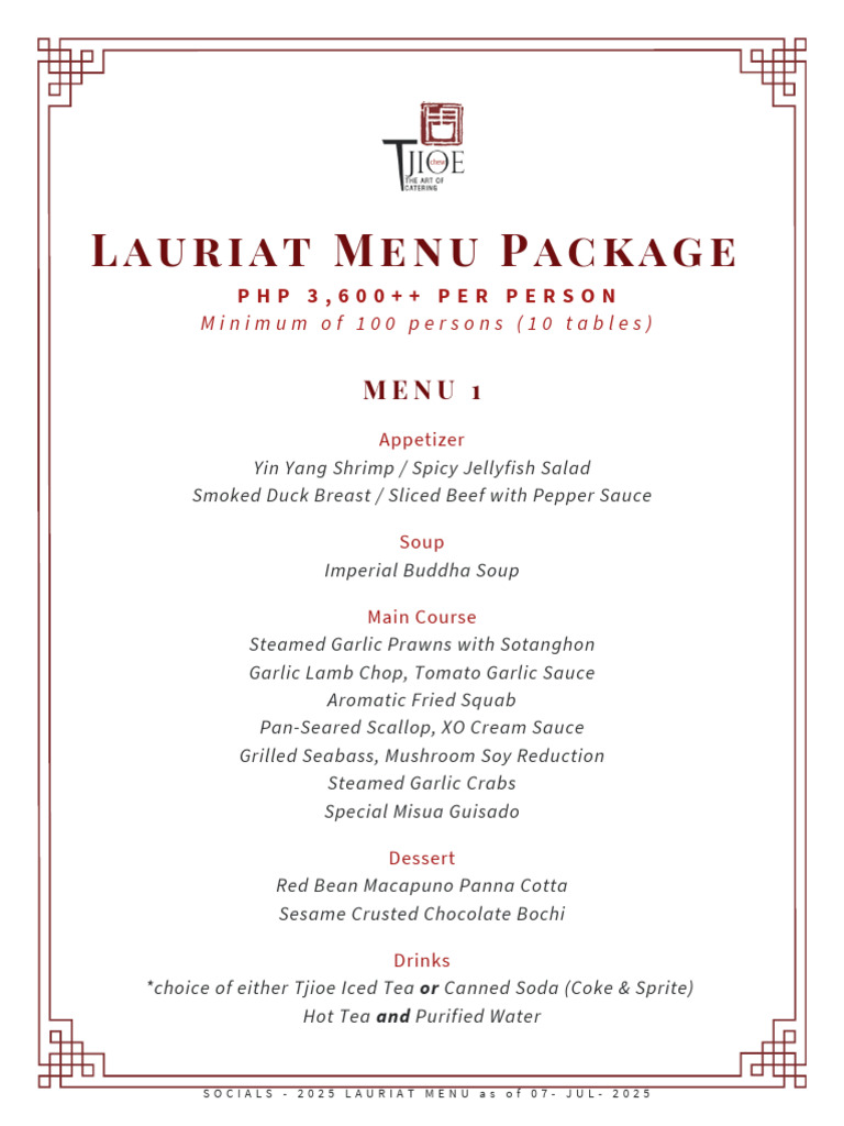 TL100 I SW-Lauriat Menu-2025 | PDF | Sauce | Hors D'oeuvre